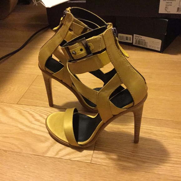 Tibi | Shoes | Nib Tibi Mustard Yellow Strappy Heels Sz 37 | Poshmark
